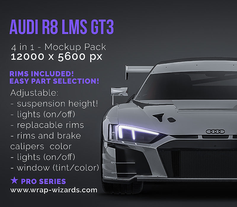 Audi R8 LMS GT3 glossy finish - all sides Car Mockup Template.psd ...