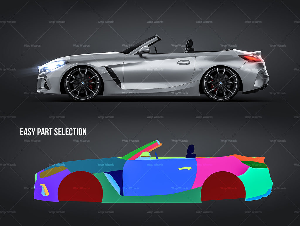 BMW Z4 m40i E85 glossy finish - all sides Car Mockup Template.psd ...