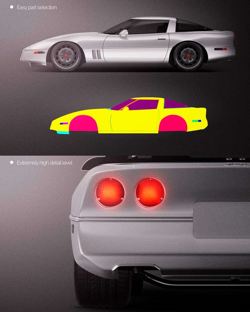 Chevrolet Corvette C4 - Car Mockup – Wrap-Wizards.com - Premium Car ...