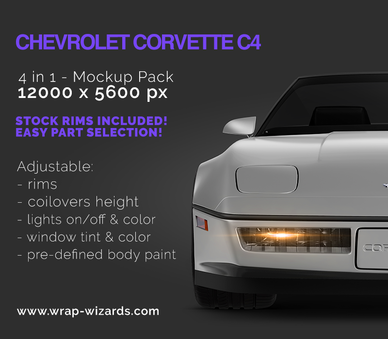 Chevrolet Corvette C4 CONVERTIBLE- Car Mockup – Wrap-Wizards.com ...