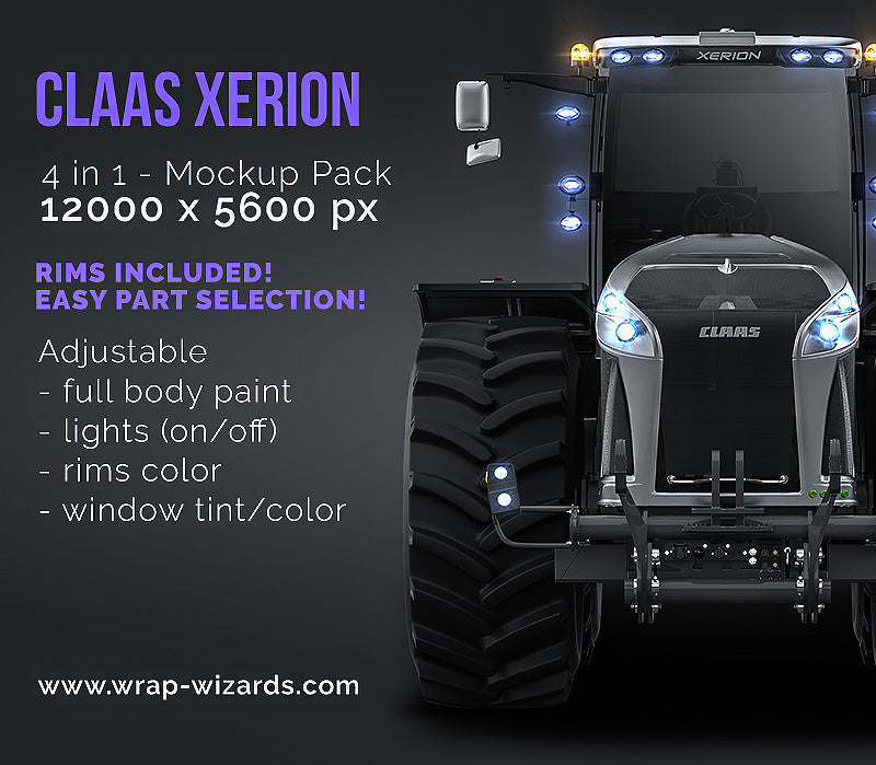Claas Xerion tractor satin matt finish - all sides Car Mockup Template ...