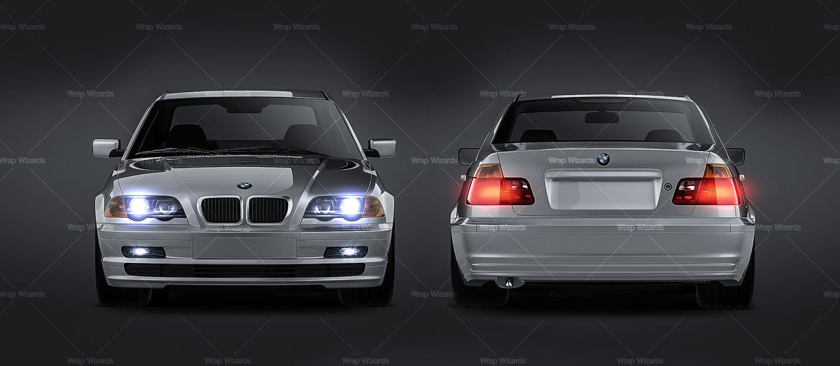 BMW 3-series E46 sedan glossy finish - all sides Car Mockup Template.p ...