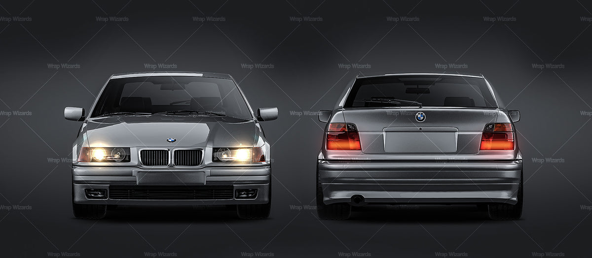 BMW Serie 3 e36 compact I glossy finish - all sides Car Mockup Templat ...
