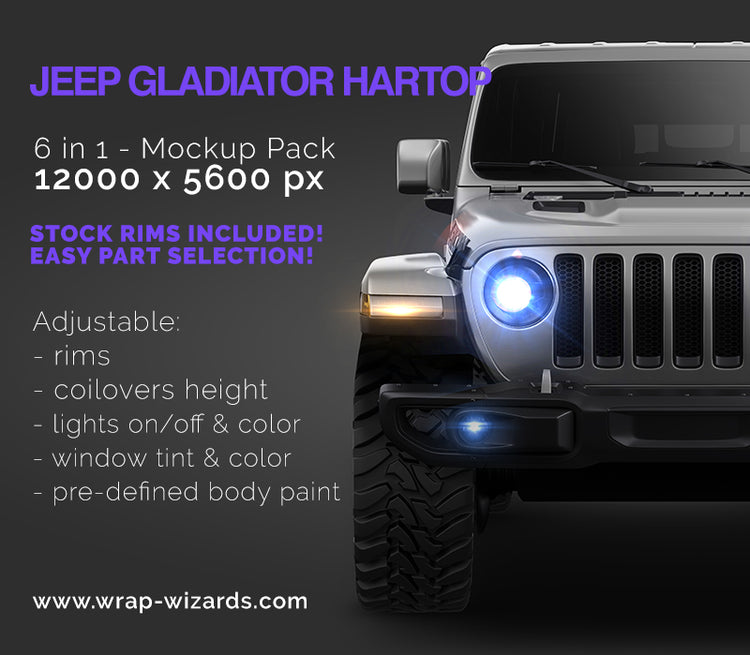 Jeep Gladiator MK2 Rubicon 2020 Hartop - Car Mockup – Wrap-Wizards.com ...