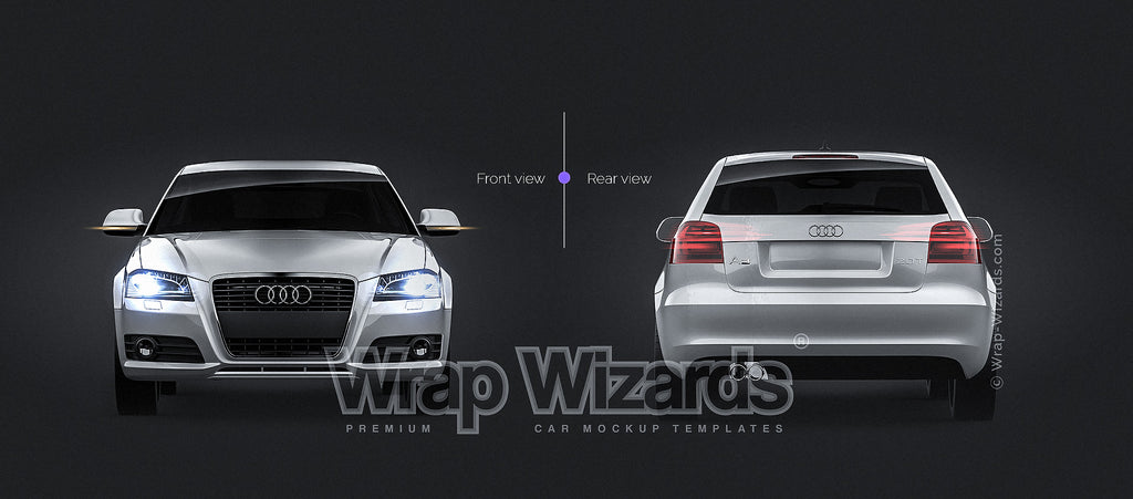 Audi A3 P8 Hatchback glossy finish - all sides Car Mockup Template.psd ...