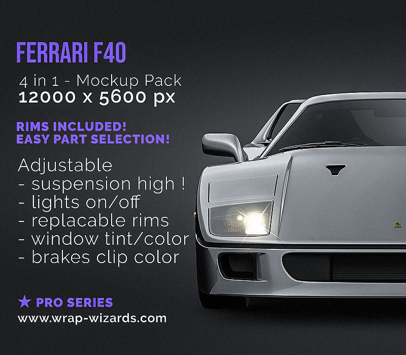Ferrari F40 glossy finish - all sides Car Mockup Template.psd – Wrap ...