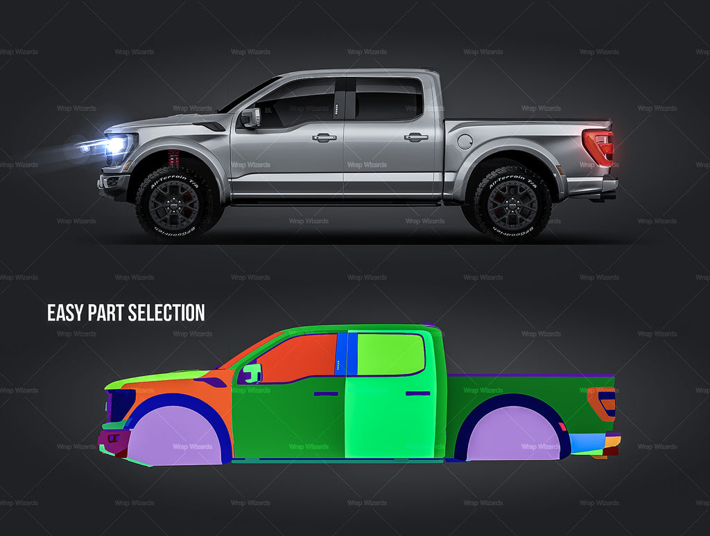 Ford F150 Raptor 2021 glossy finish - all sides Car Mockup Template.ps ...