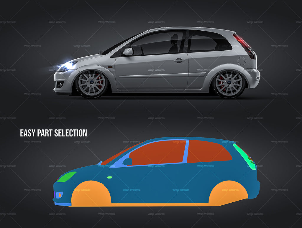 Ford Fiesta ST satin matt finish - all sides Car Mockup Template.psd ...
