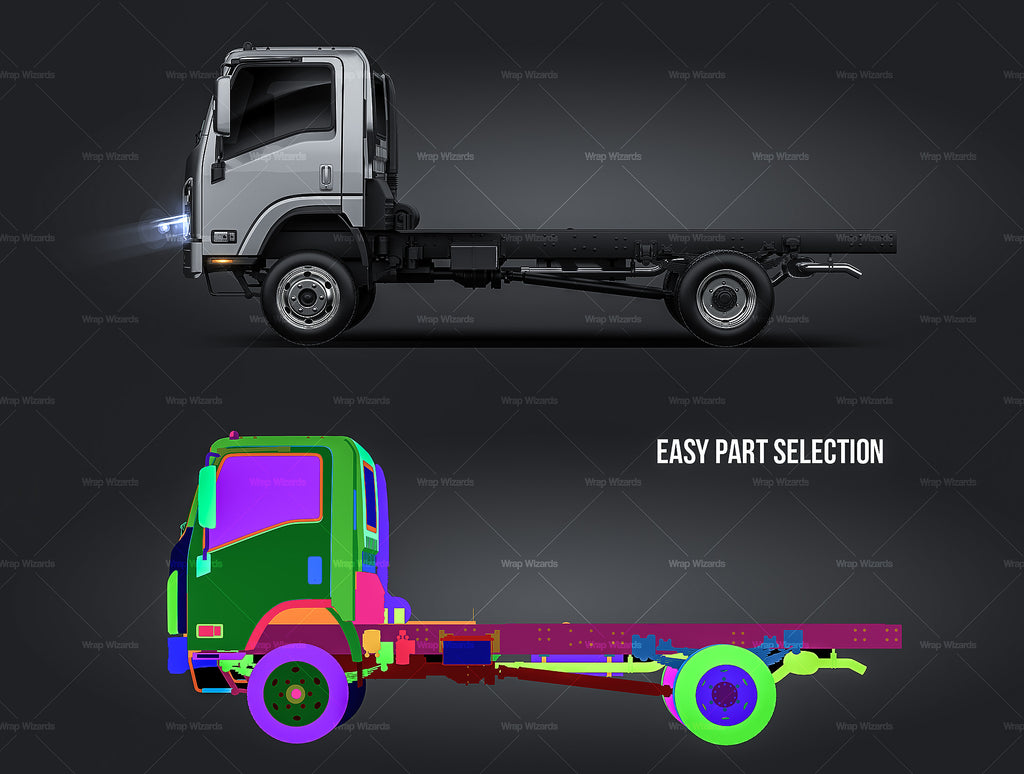 Isuzu NPS 300 chassis truck glossy finish - all sides Car Mockup Templ ...