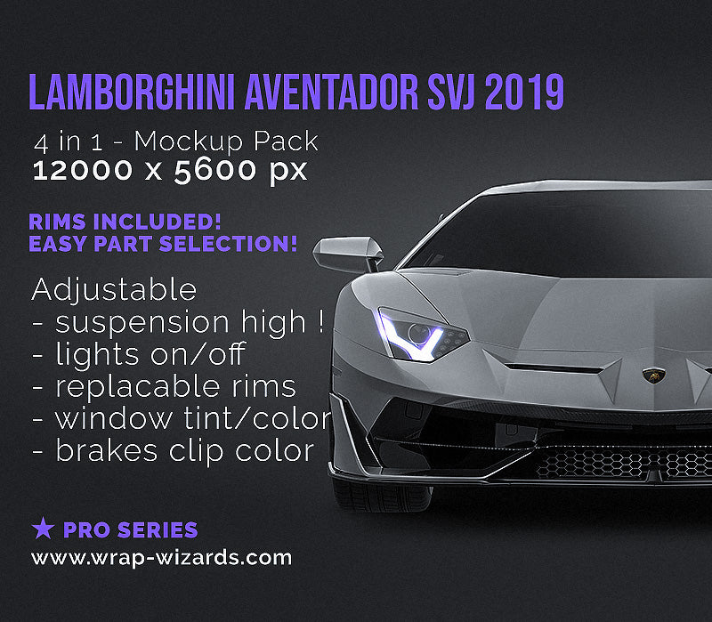 Lamborghini Aventador SVJ 2019 glossy finish - all sides Car Mockup Te ...
