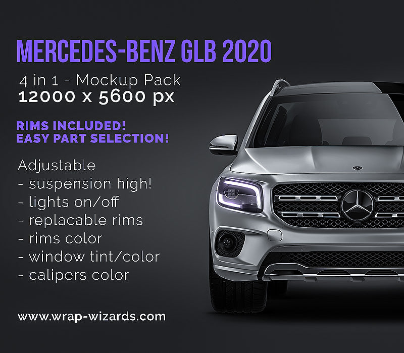 Mercedes-Benz GLB 2020 satin matt finish - all sides Car Mockup Templa ...