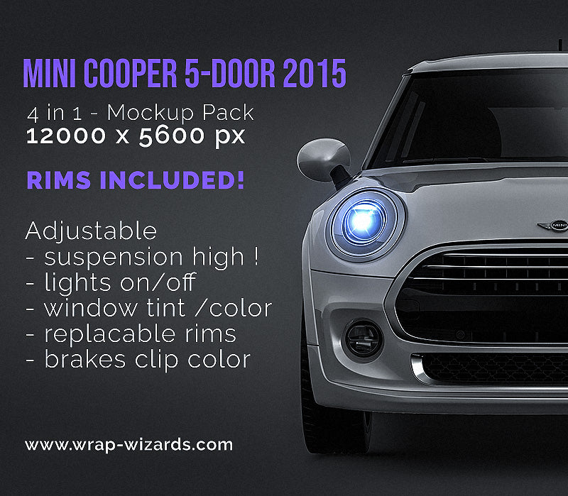 Mini Cooper 5-door 2015 glossy finish - all sides Car Mockup Template ...