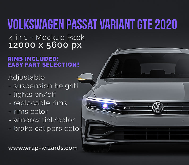 Volkswagen Passat Variant GTE 2020 glossy finish - all sides Car Mocku ...