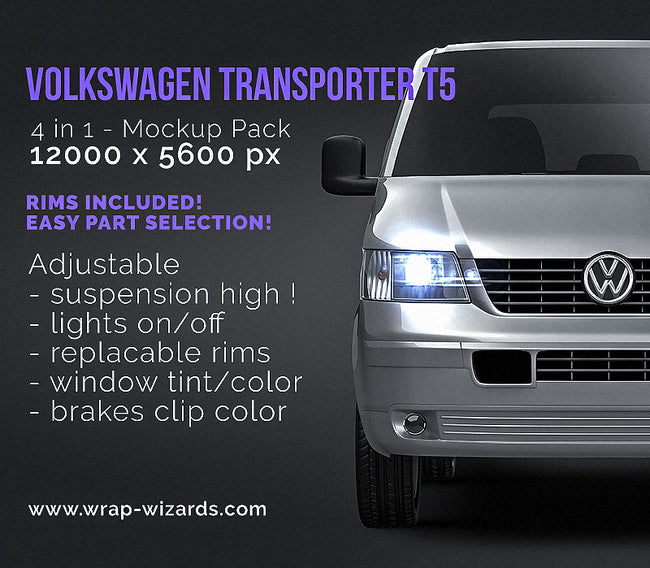 Volkswagen Transporter T5 - Van Mockup – Wrap-Wizards.com - Premium Car ...