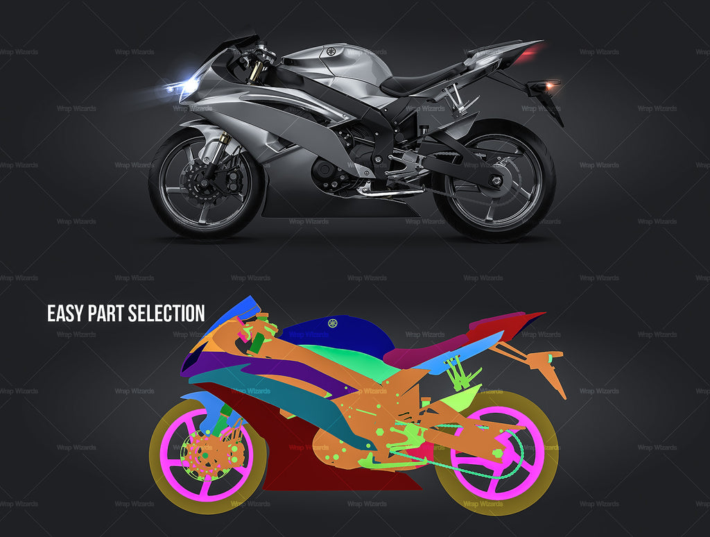 Yamaha YZF-R6 2009 glossy finish - all sides Motorcycle Mockup Templat ...