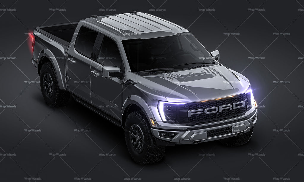 3/4 VIEW - Ford F150 Raptor 2021 glossy finish - Car Mockup Template.p ...