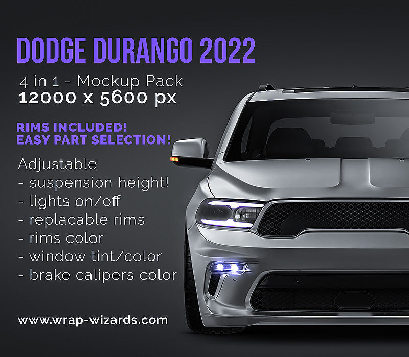 Dodge Durango 2022 satin matt finish - all sides Car Mockup Template.p ...