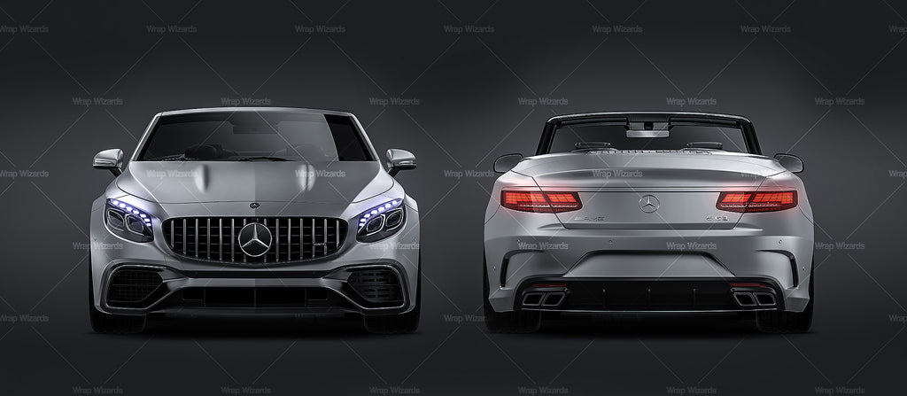 Mercedes S63 AMG Cabrio satin matt finish - all sides Car Mockup Templ ...