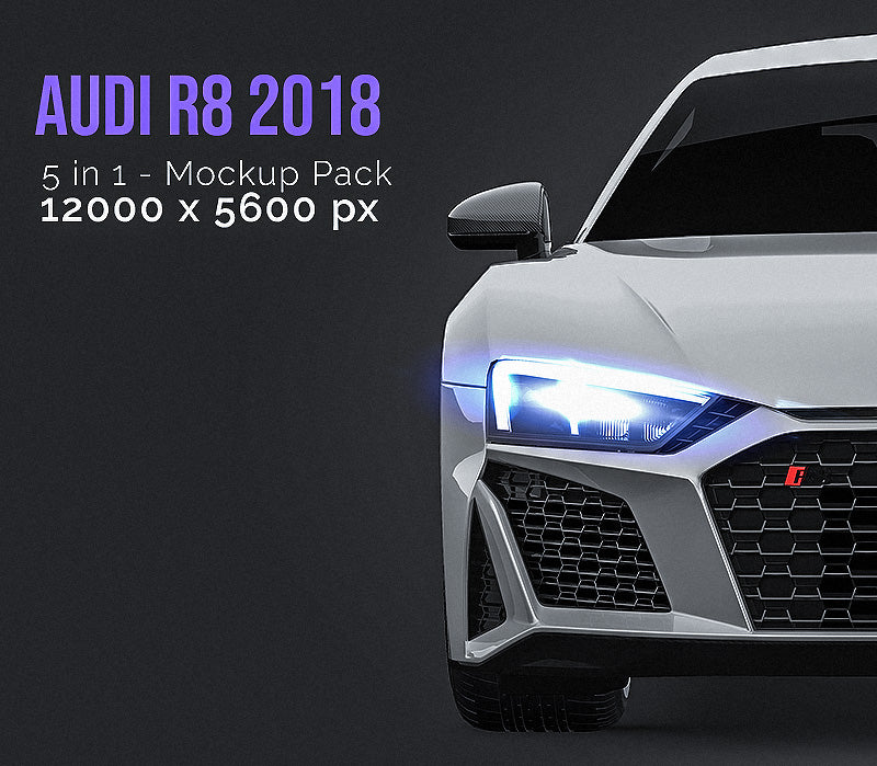 Audi R8 2019 glossy finish - all sides Mockup Template.psd – Wrap ...