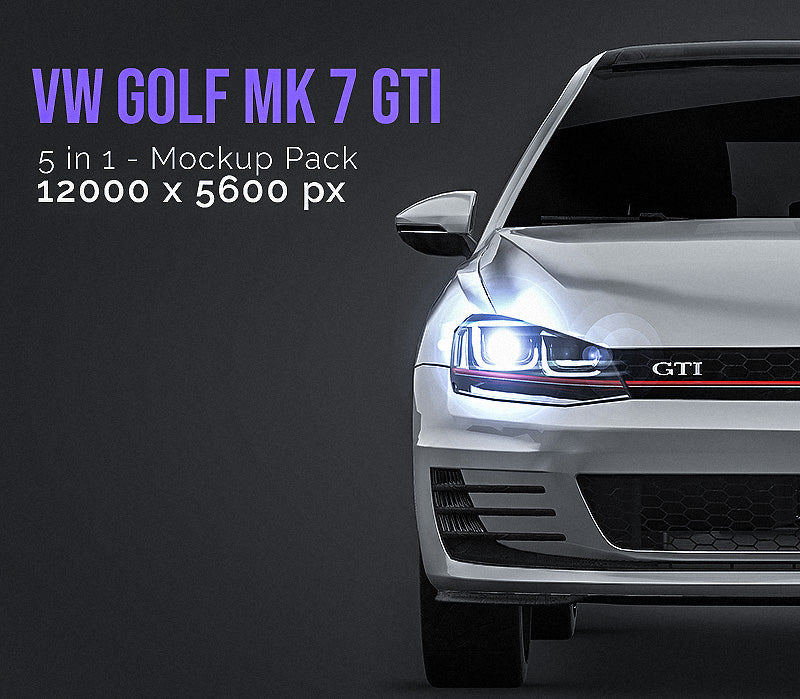 Volkswagen Golf MK7 GTI glossy finish - all sides Mockup Template .psd ...