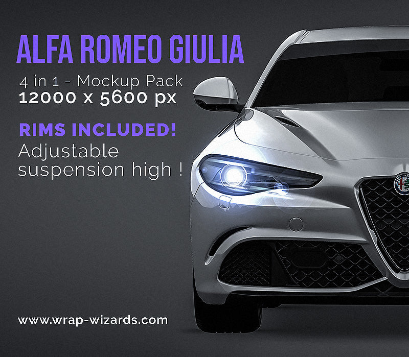 Alfa Romeo Giulia glossy finish - all sides Car Mockup Template.psd ...