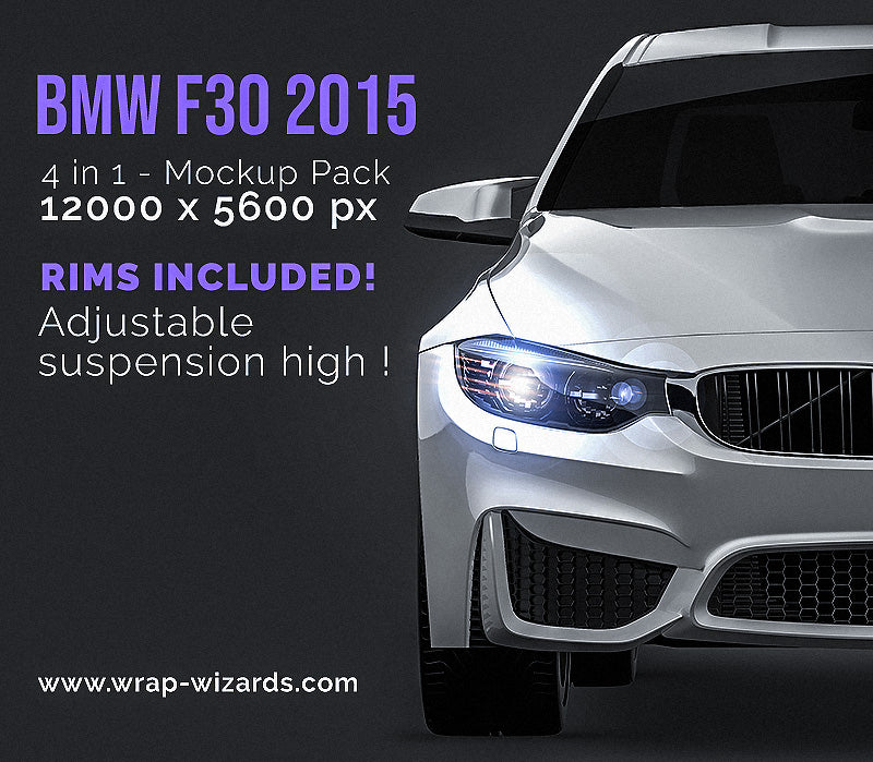 BMW F30 sedan 2015 glossy finish - all sides Car Mockup Template.psd ...