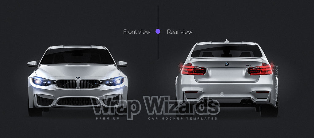 BMW F30 sedan 2015 glossy finish - all sides Car Mockup Template.psd ...