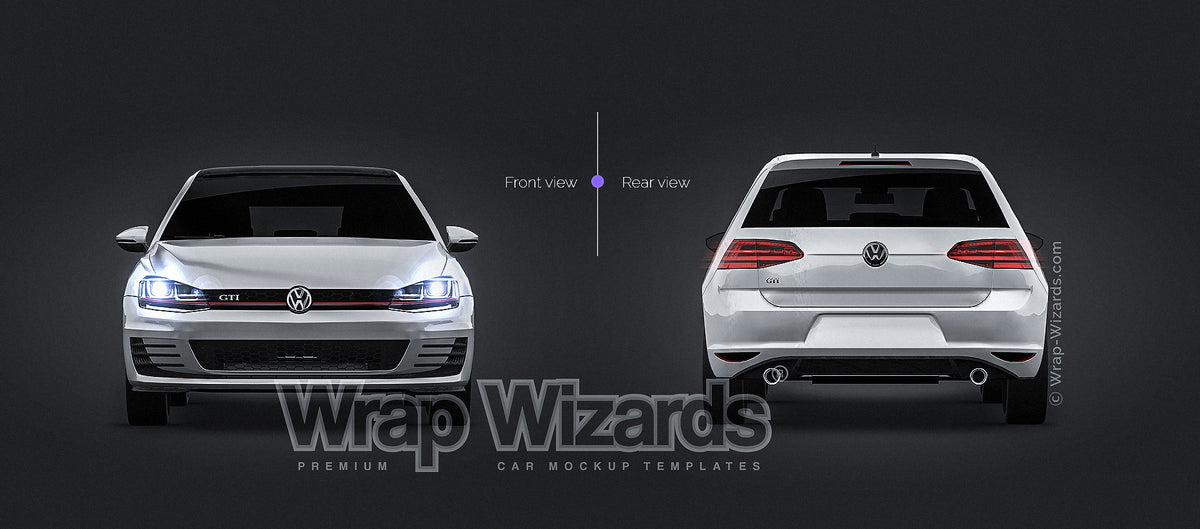 Volkswagen Golf MK7 GTI glossy finish - all sides Mockup Template .psd ...