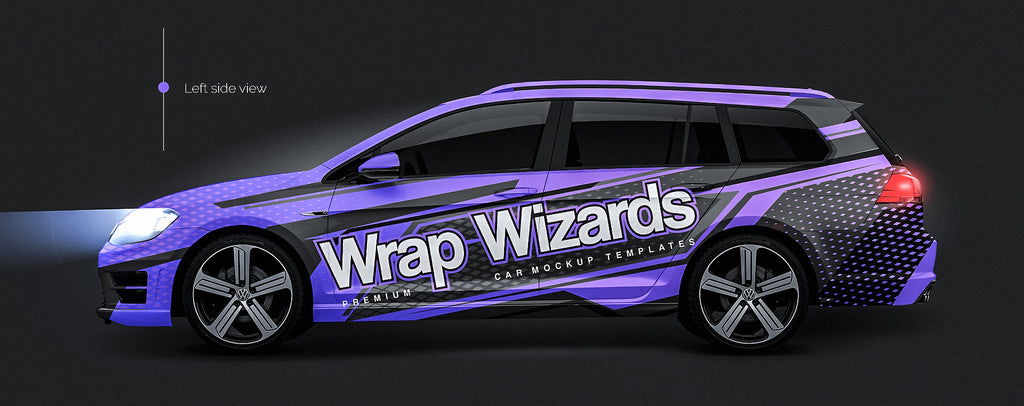 Volkswagen Golf R Mk7 Variant glossy finish - all sides Mockup Templat ...