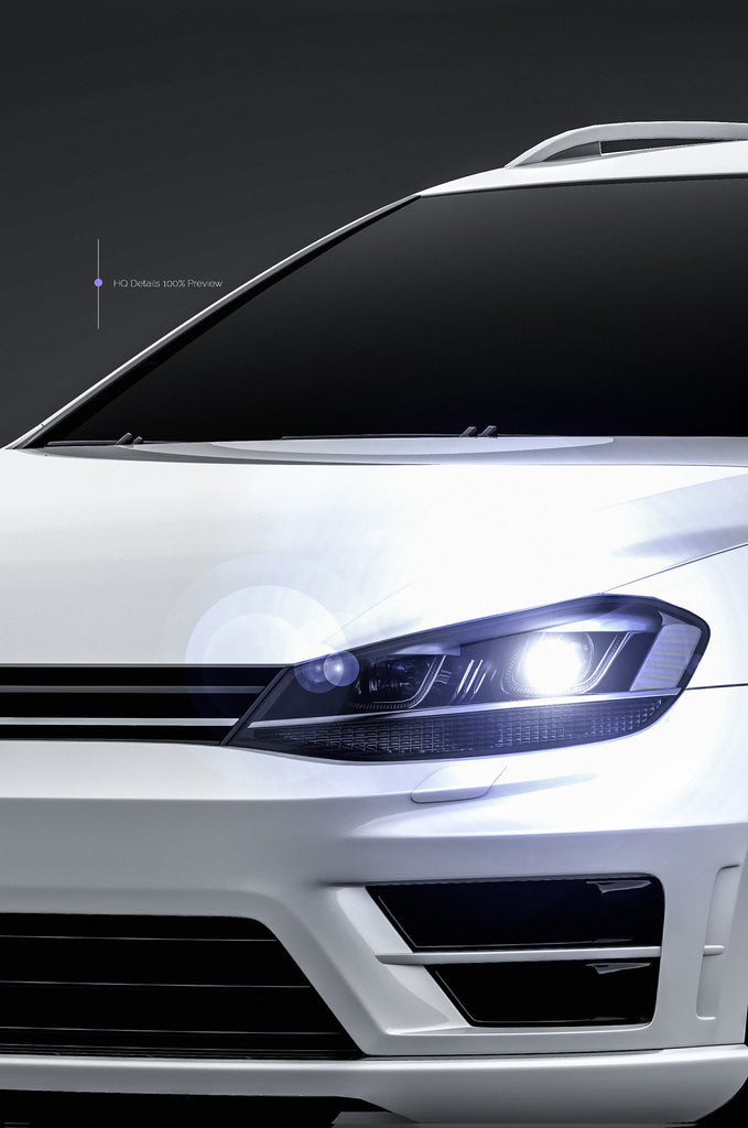 Volkswagen Golf R Mk7 Variant glossy finish - all sides Mockup Templat ...
